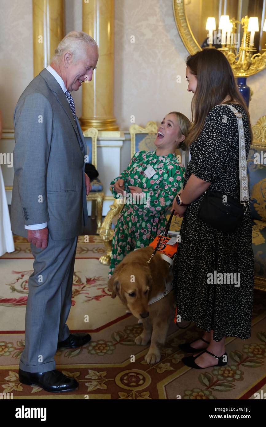 King Charles III meets Ellie Simmonds and Laura (right), the NatWest ...