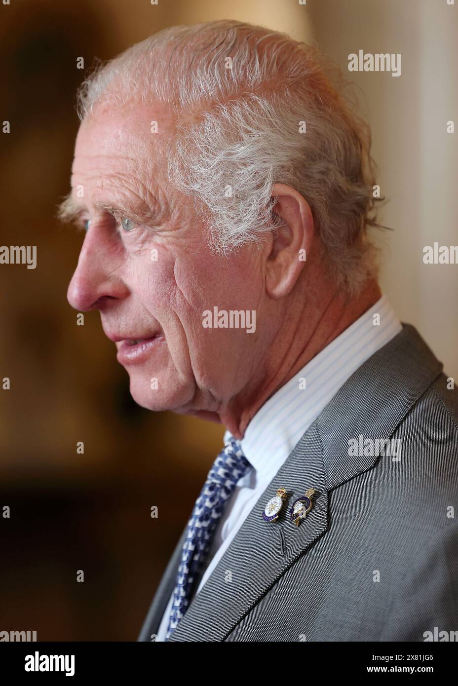 King Charles III during a reception for Prince's Trust Award 2024 ...