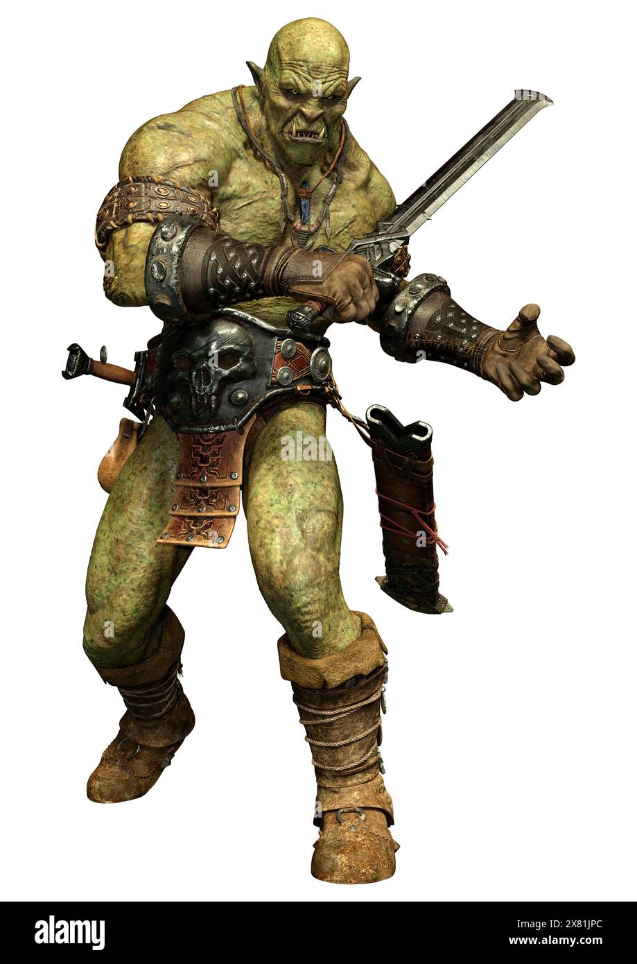 3D rendering of a fantasy monster orc isolated on white background ...