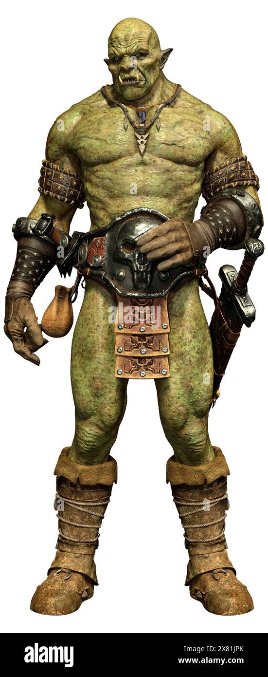 3D rendering of a fantasy monster orc isolated on white background ...