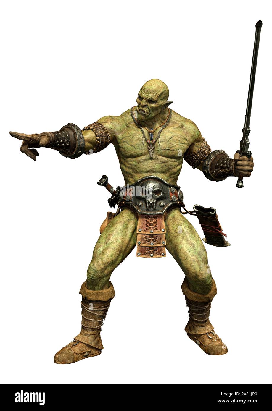 3D rendering of a fantasy monster orc isolated on white background ...