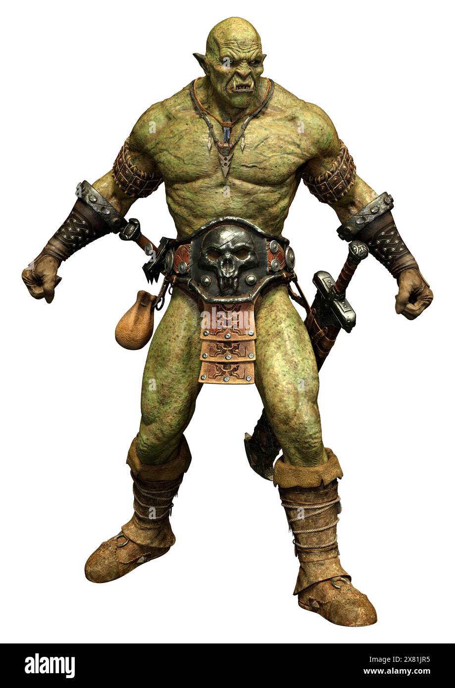 3D rendering of a fantasy monster orc isolated on white background ...