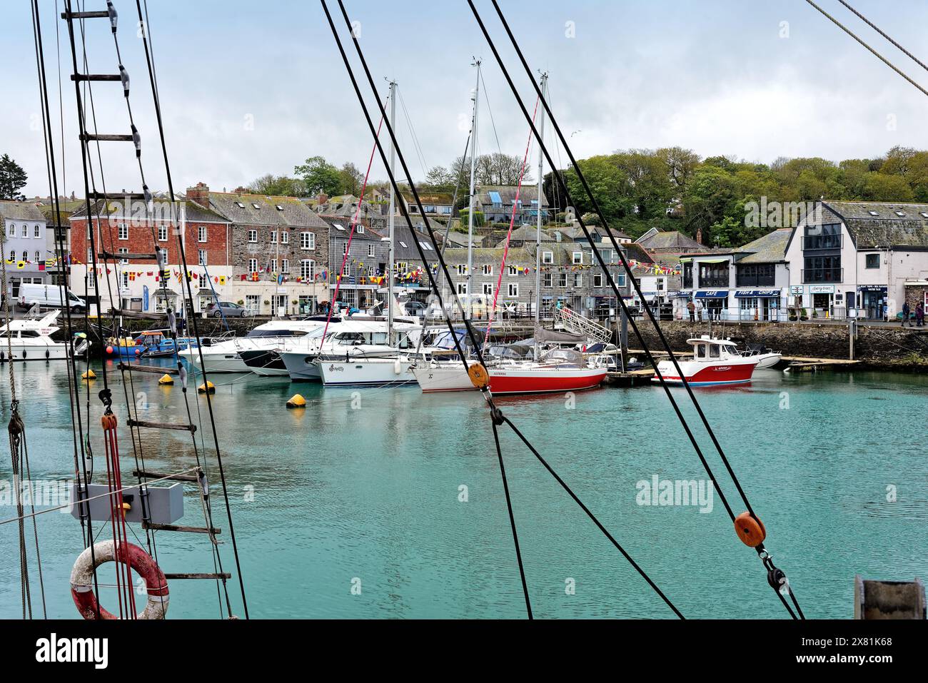 The colourful harbour in Padstow North Cornwall England UK Stock Photo ...