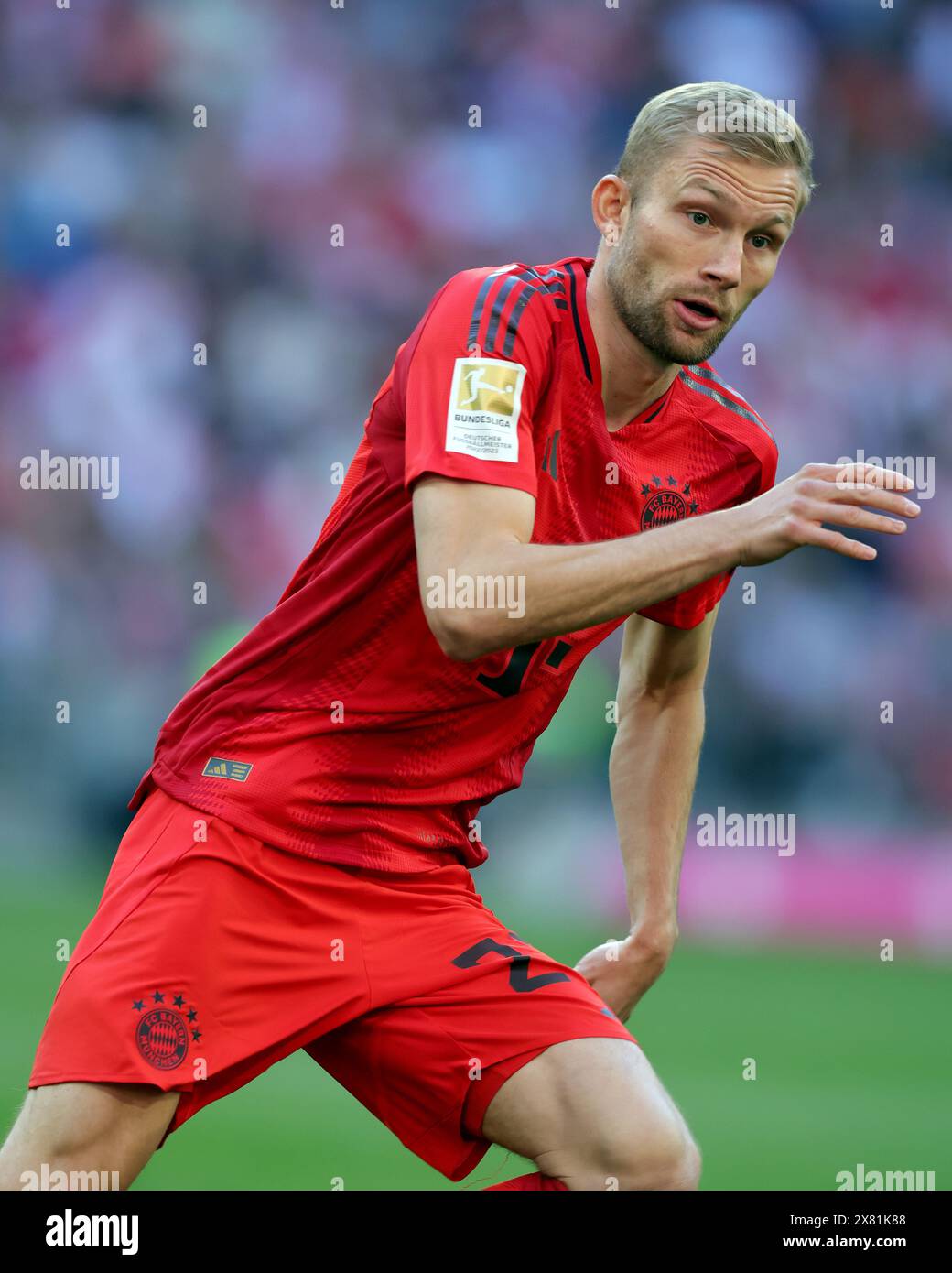 Konrad Laimer #27 of FC Bayern Muenchen FC Bayern München vs VFL ...