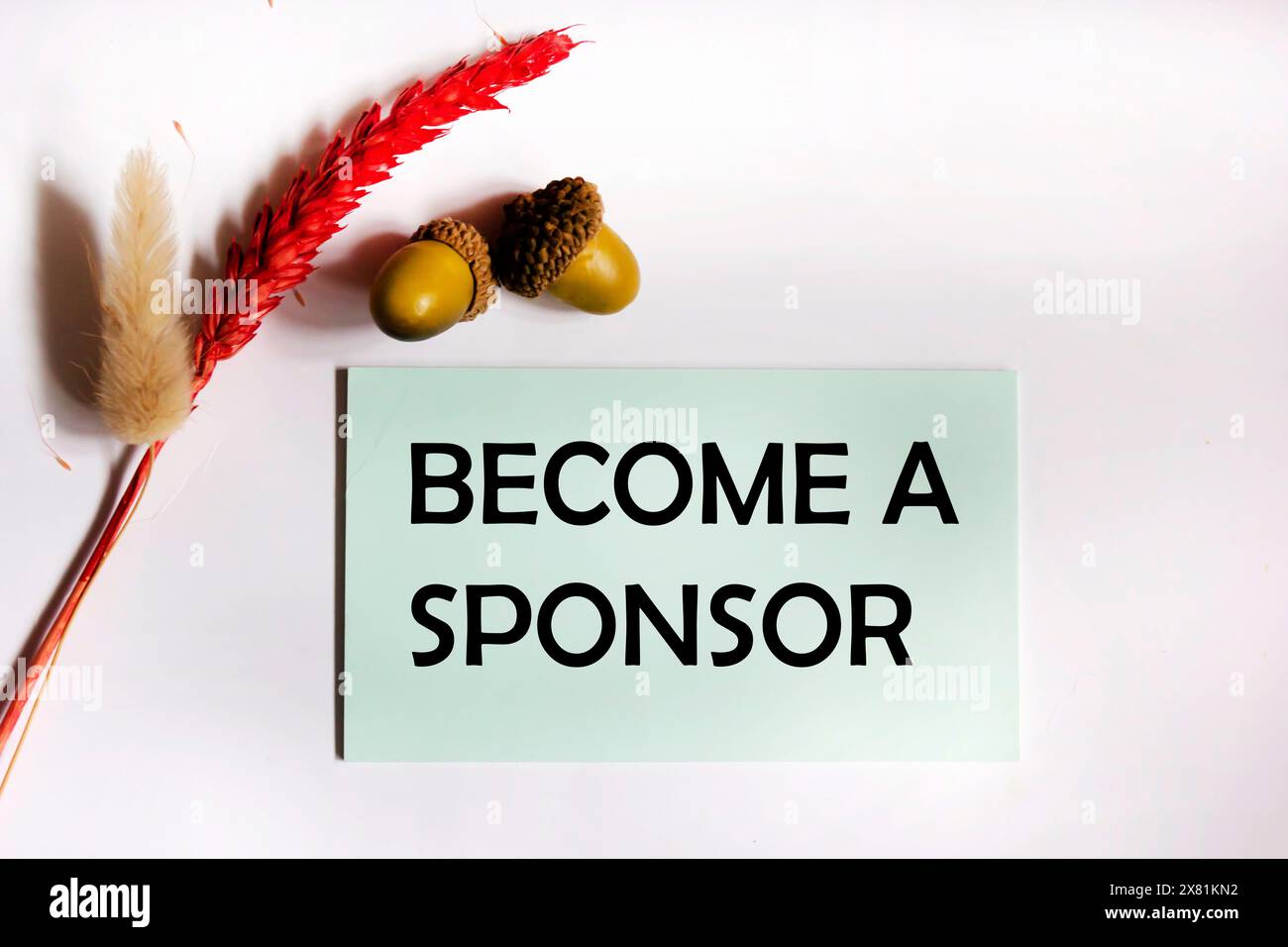 BECOME A SPONSOR text written on a sticker and white background Stock ...