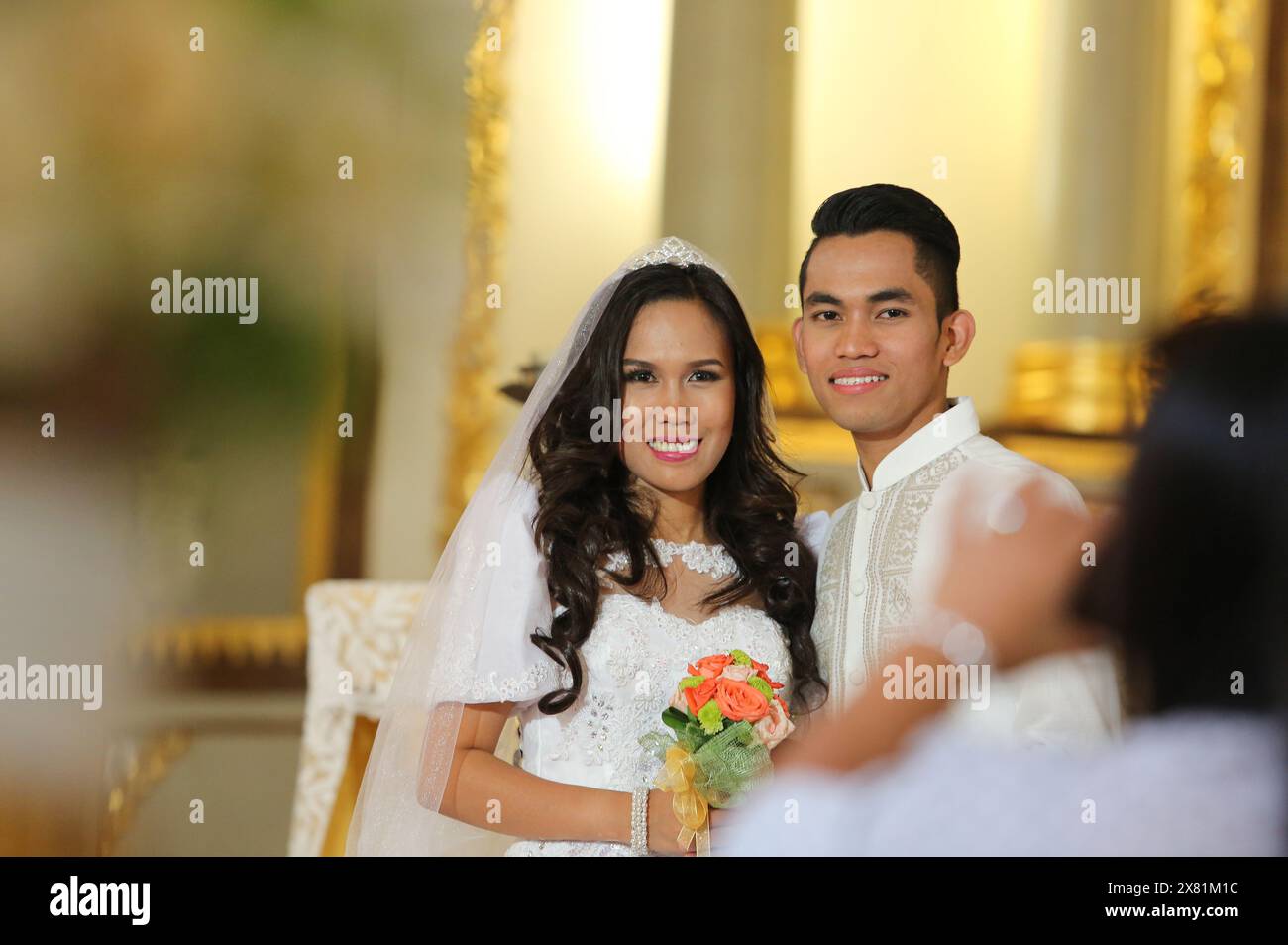 Manila, Philippines. May 22,2024: Beautiful happy young Filipino couple wedding. Bride & Groom ...