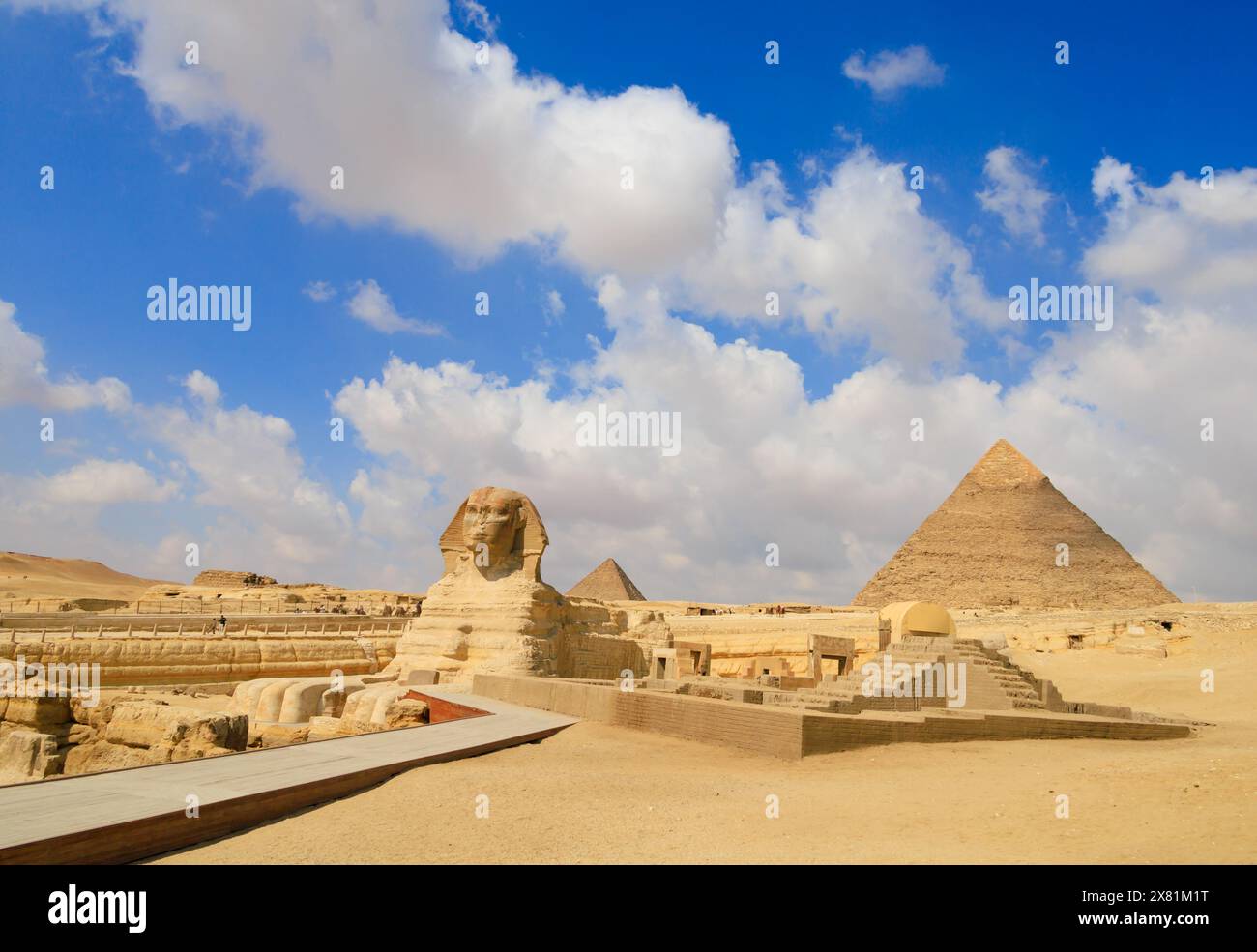 The Sphinx and Great Pyramid of Khafre, Giza. Cairo, Egypt Stock Photo ...