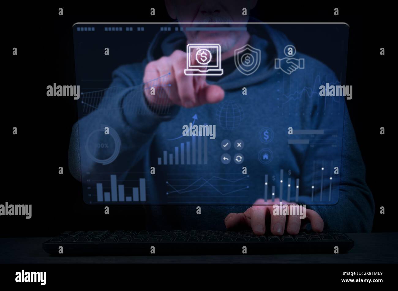 Hands on keyboard analyzing growth hi-res stock photography and images ...