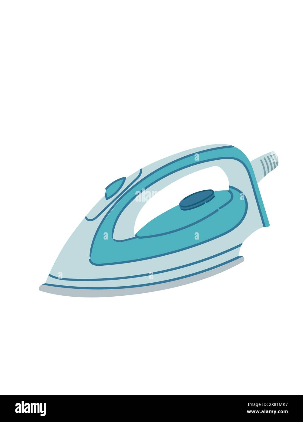 Modern steam iron with blue color plastic and button vector ...