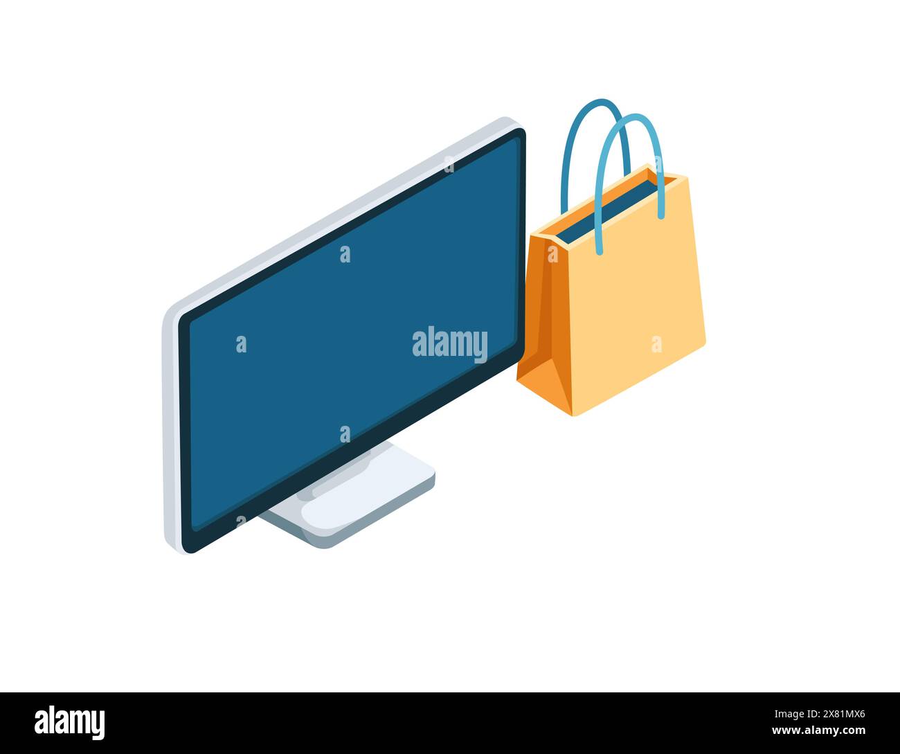 Computer display monitor with paper shopping bag concept of online ...