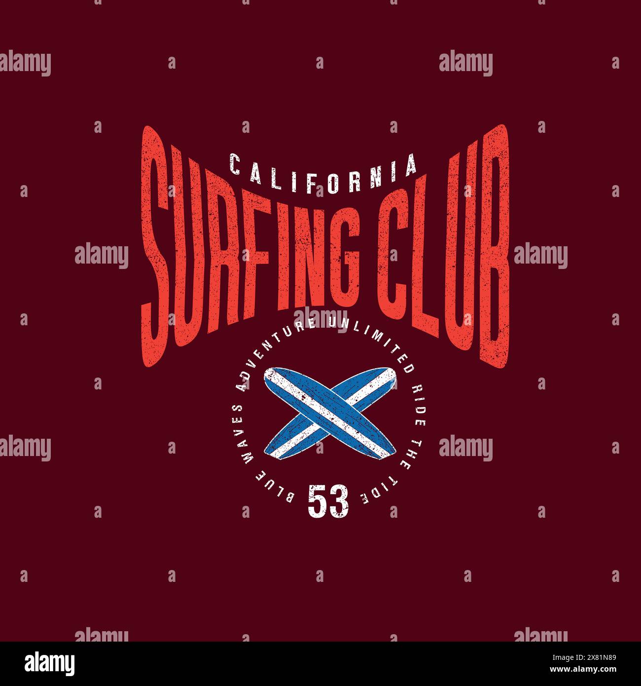 California surf club typography summer surf board t shirt design Stock ...