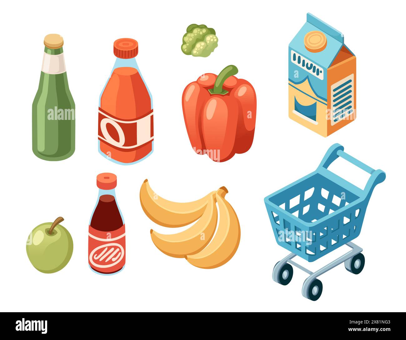 Set of grocery store icons food card and drinks vector illustration ...