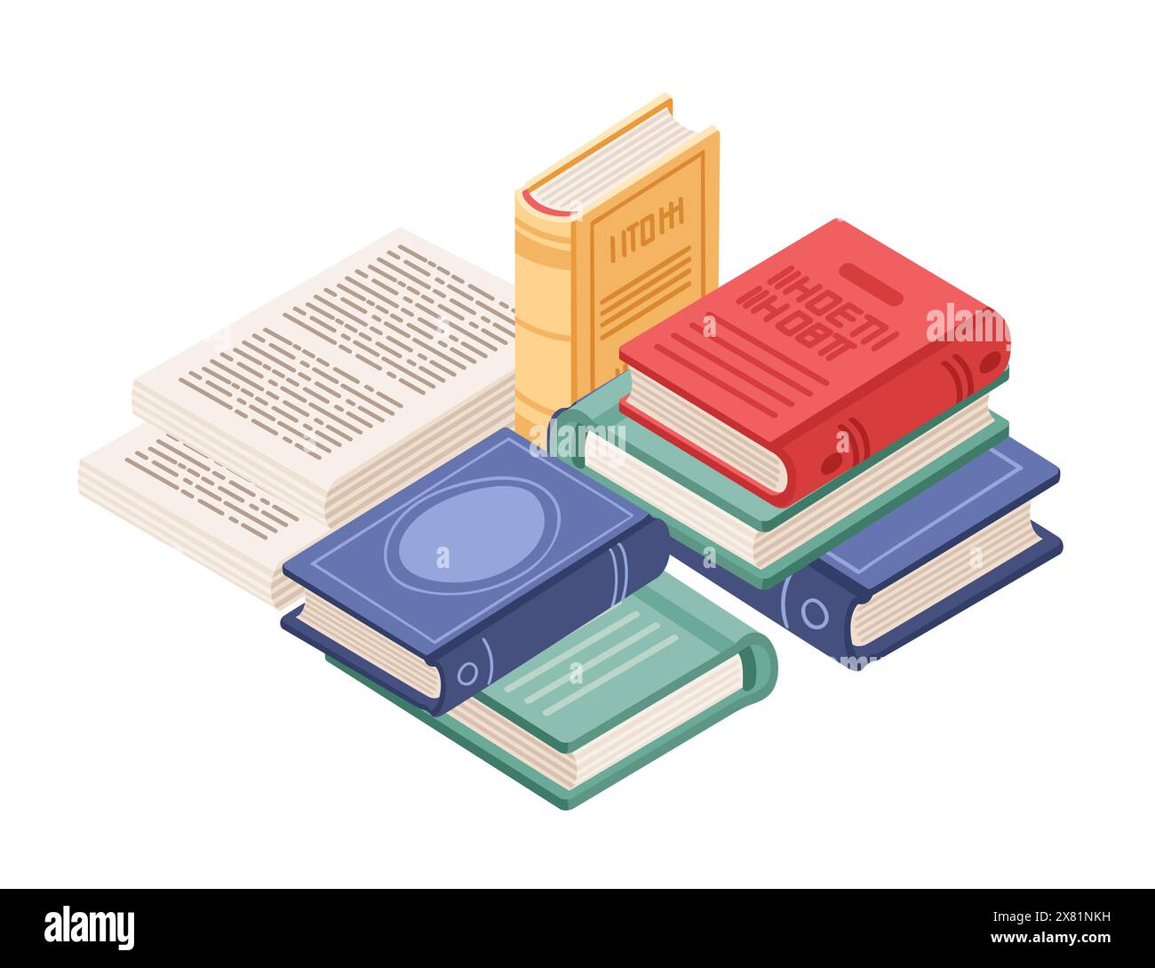 Stack of different books with hardback vector illustration isolated on ...
