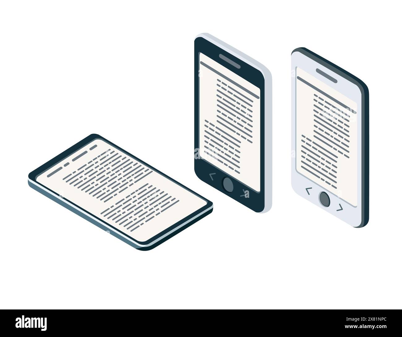 Portable e-book reader with digital E Ink display vector illustration ...