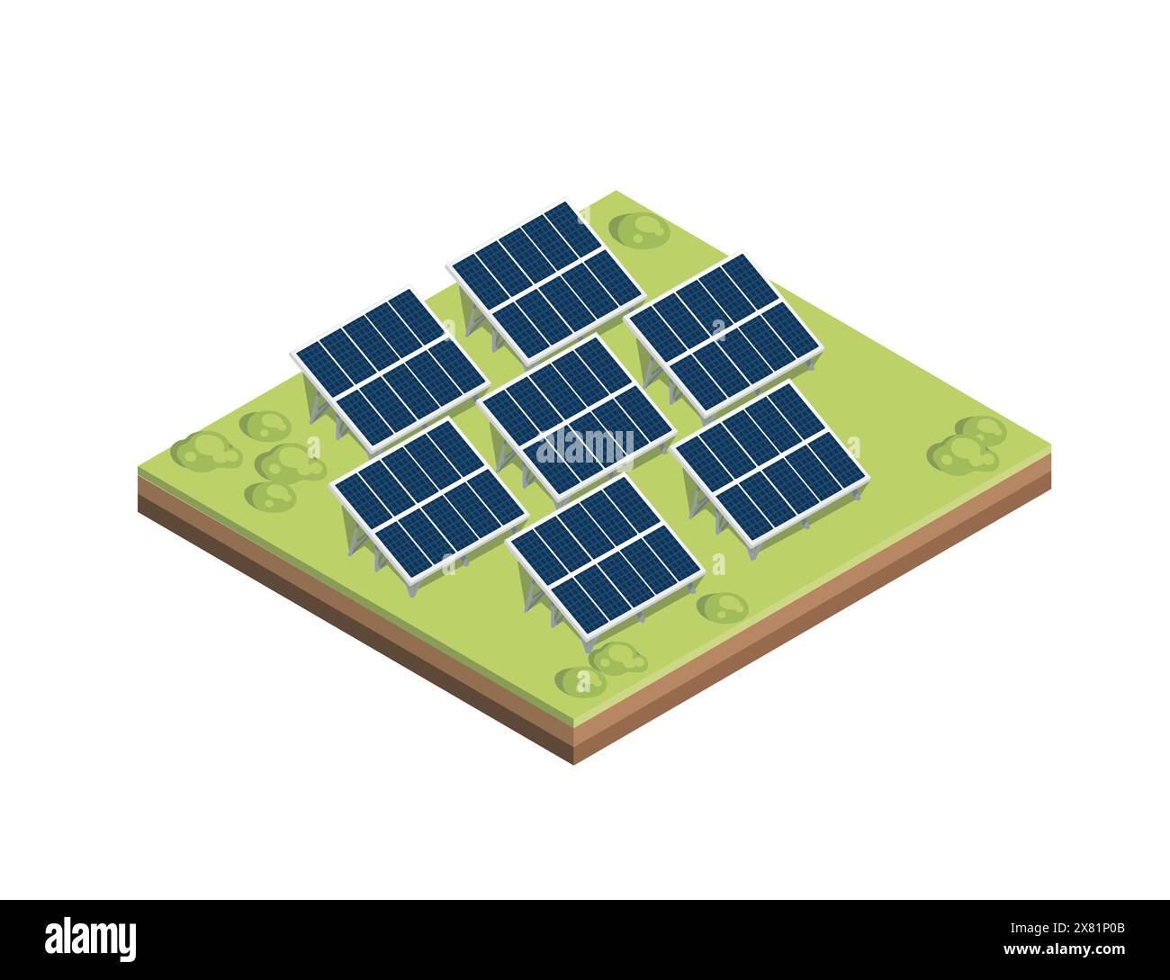 Solar panel standing on green square of ground renewable electric ...