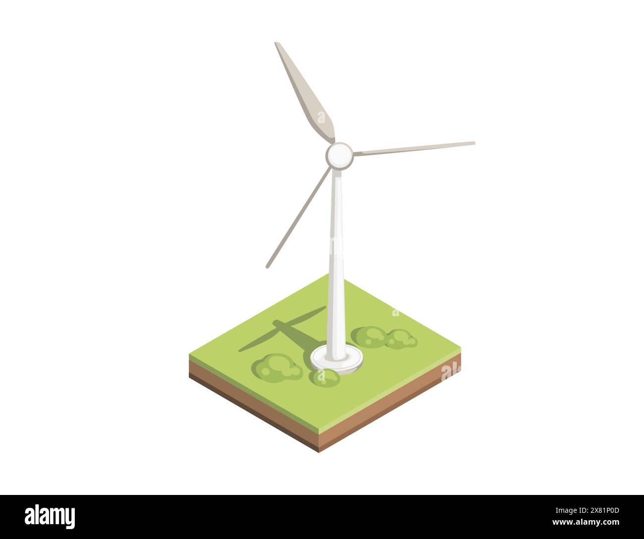 Wind turbine standing on green square of ground renewable electric ...