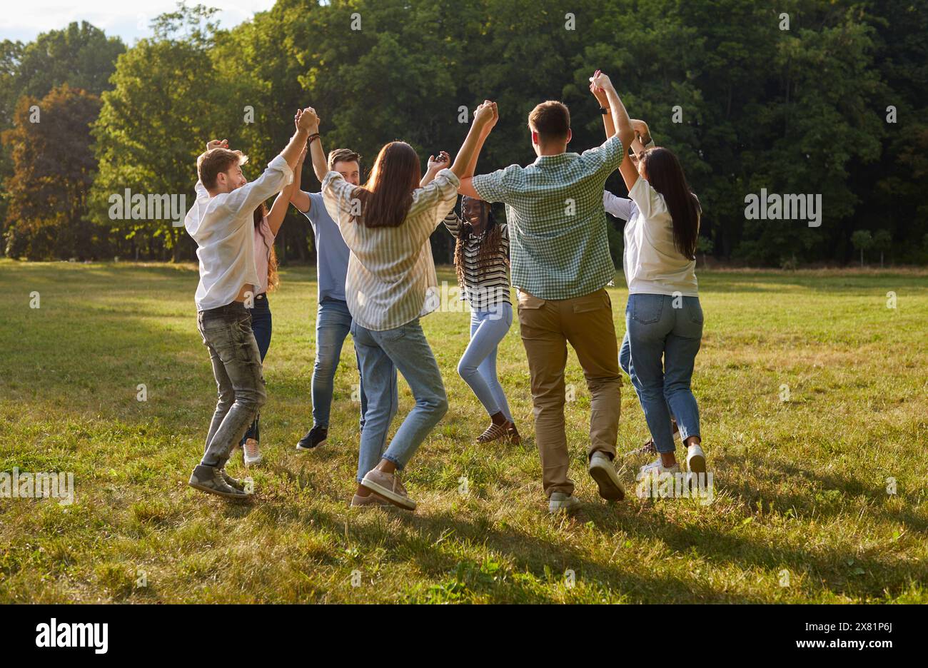 Group multiracial friends dancing play hi-res stock photography and ...