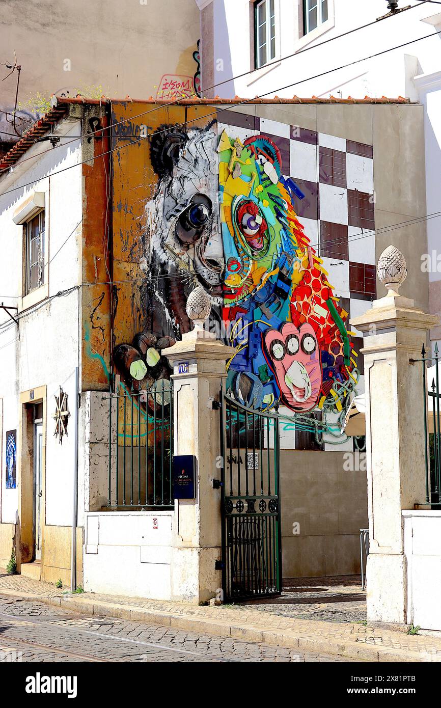 Half Young Panda street art by 37 year old Artur Bordalo, who signs his ...