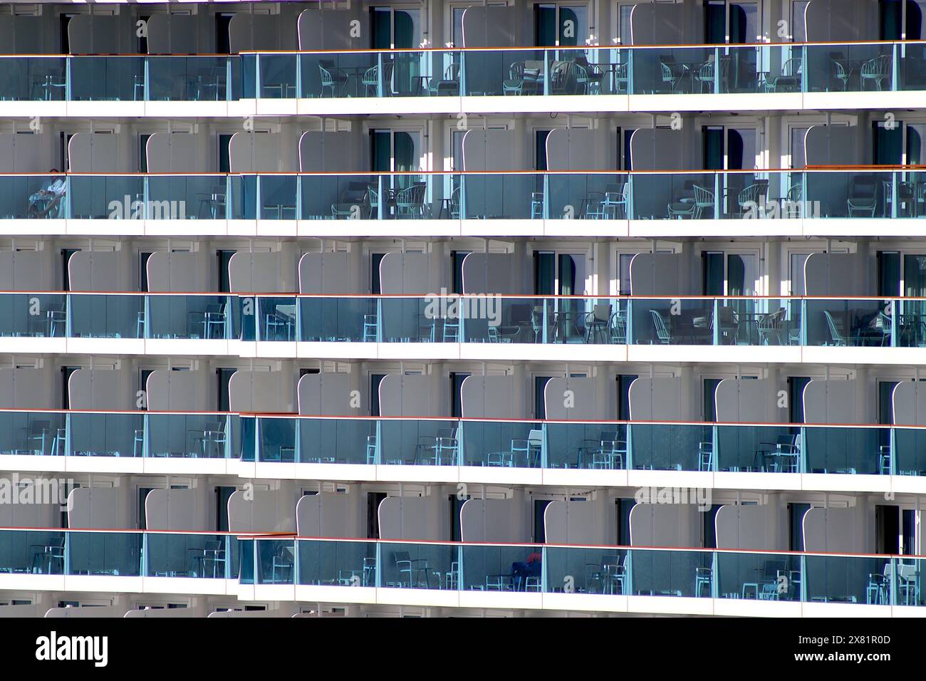 Sun Princess accommodates over 4,300 cruise guests, regimented balcony ...