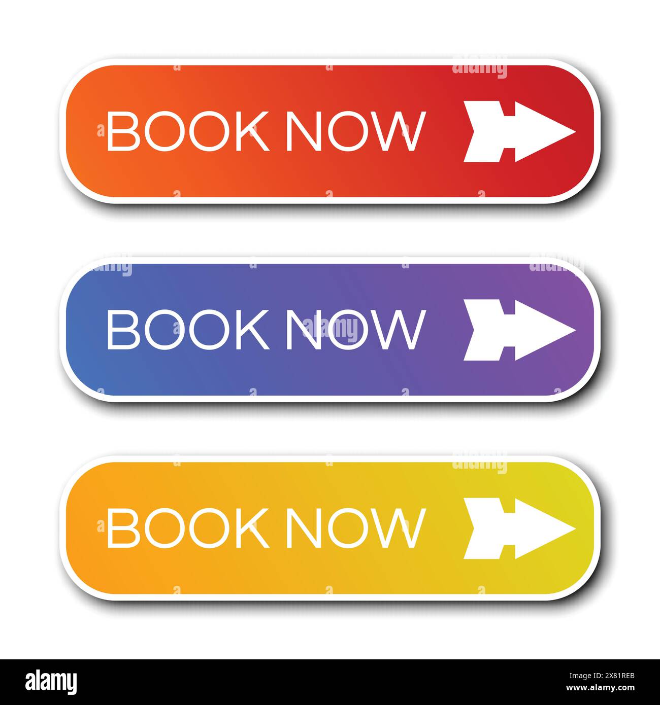 Set of three modern gradient buttons with shadows. Book now Buttons ...