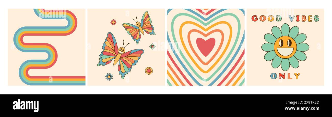 Groovy poster set Cut Out Stock Images & Pictures - Alamy