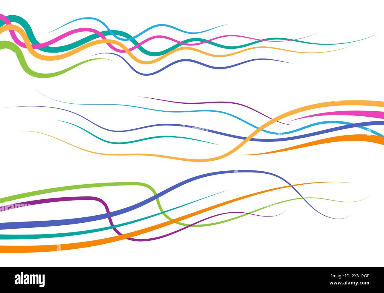 Set of abstract color curved lines. Wave design element. Vector ...