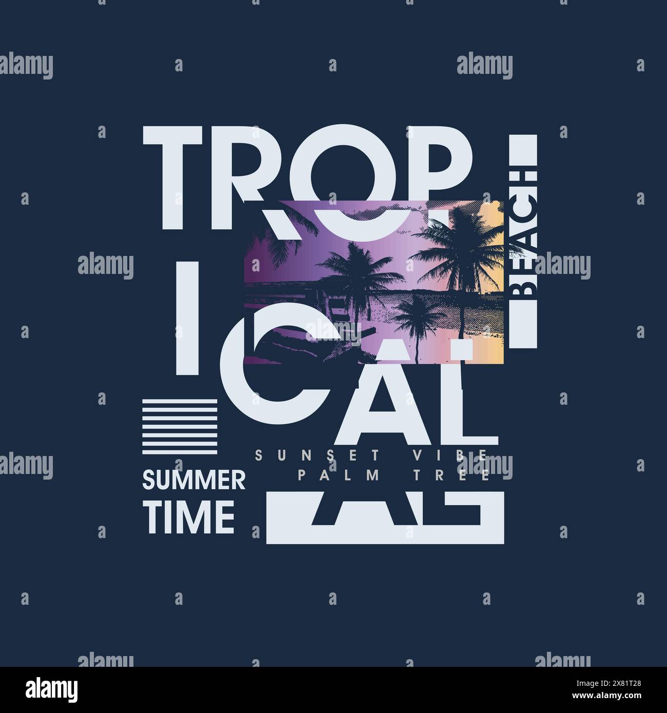 Tropical Beach summer time beach typography palm tree sunset poster ...