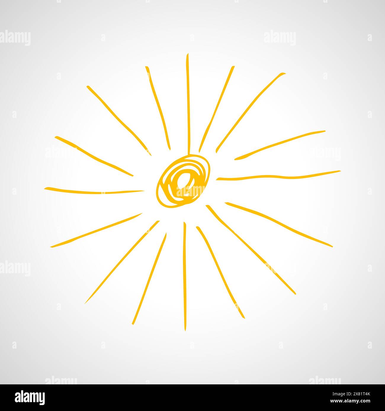 Hand drawn sun. Simple sketch sun. Solar symbol. Yellow doodle isolated ...