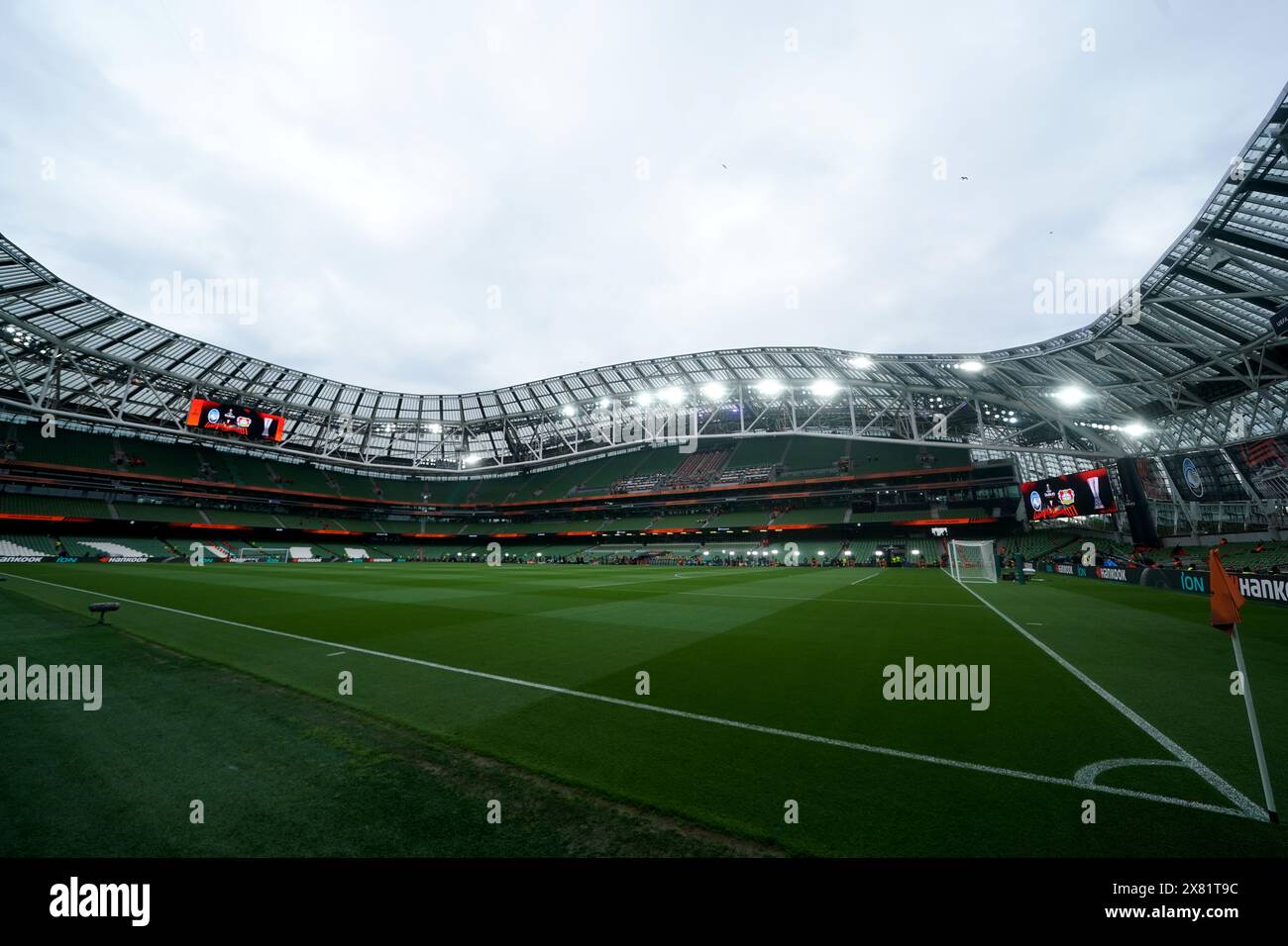 A view of the pitch before the UEFA Europa League final at the Aviva ...