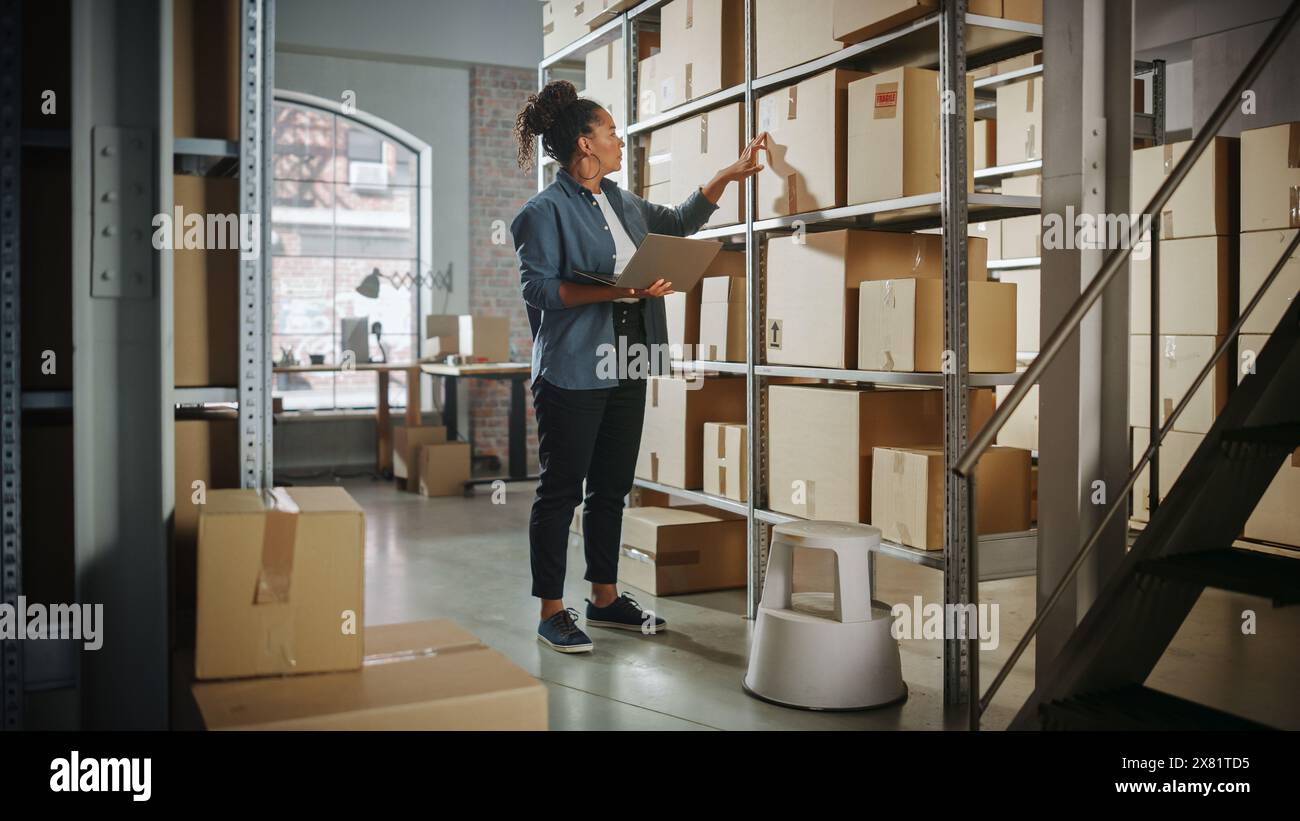 Woman checks warehouse inventory hi-res stock photography and images ...