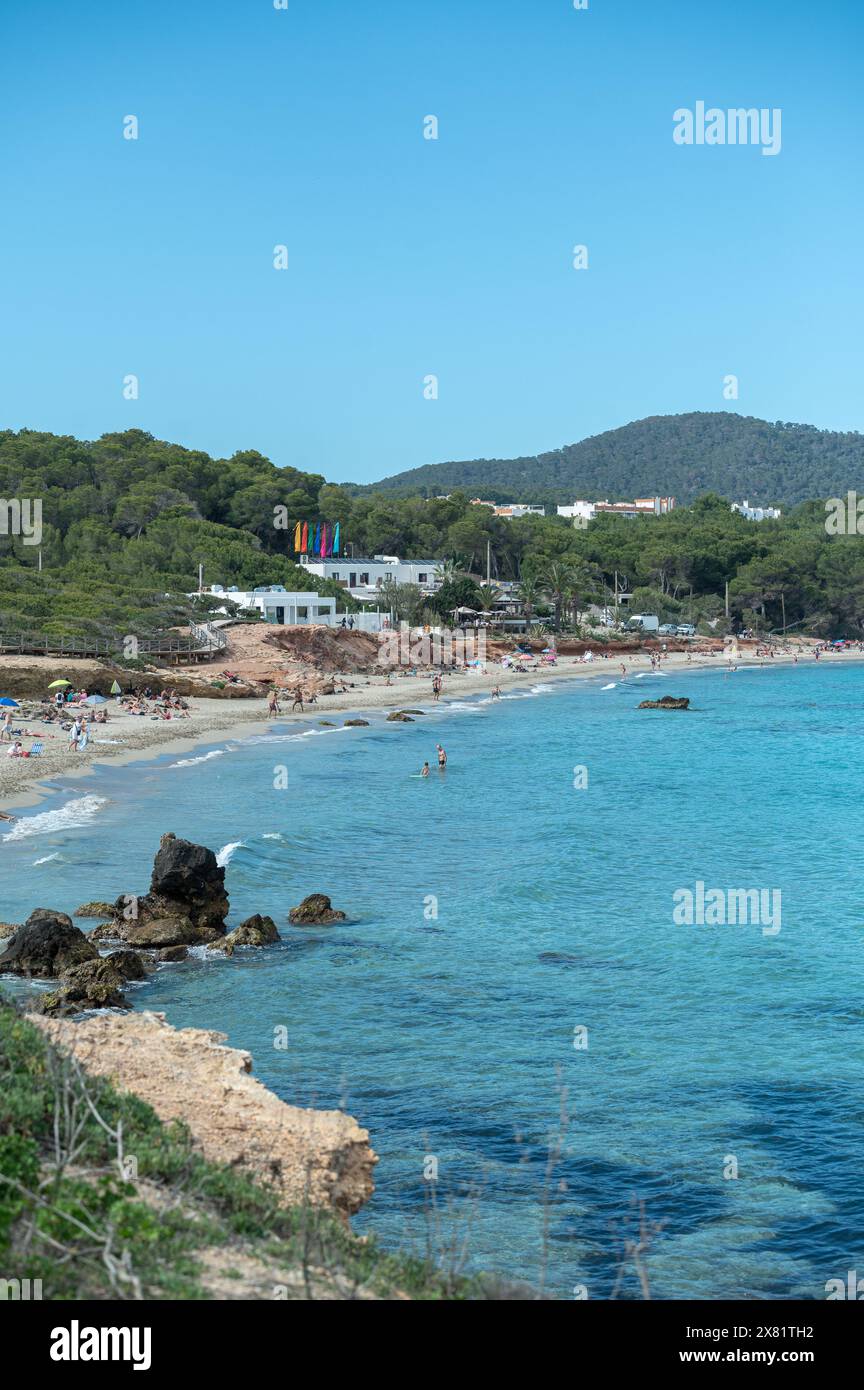 Cala Nova, Ibiza: 2024 May 12: Panorama on the tourist beach of Cala ...