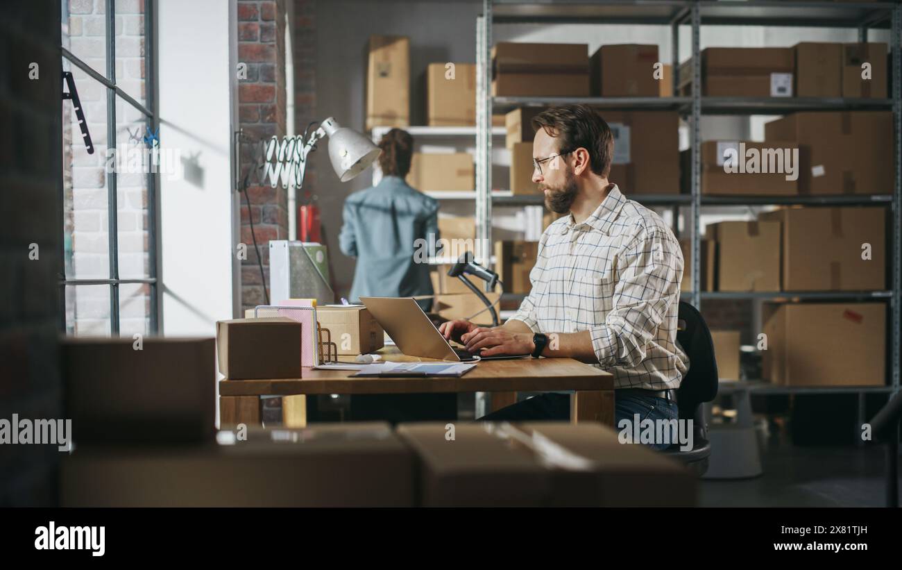 Two Employees Preparing Working on Orders Made from Online Store Sales ...