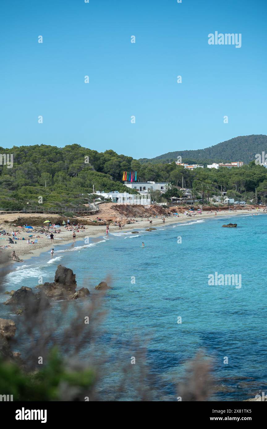 Cala Nova, Ibiza: 2024 May 12: Panorama on the tourist beach of Cala ...