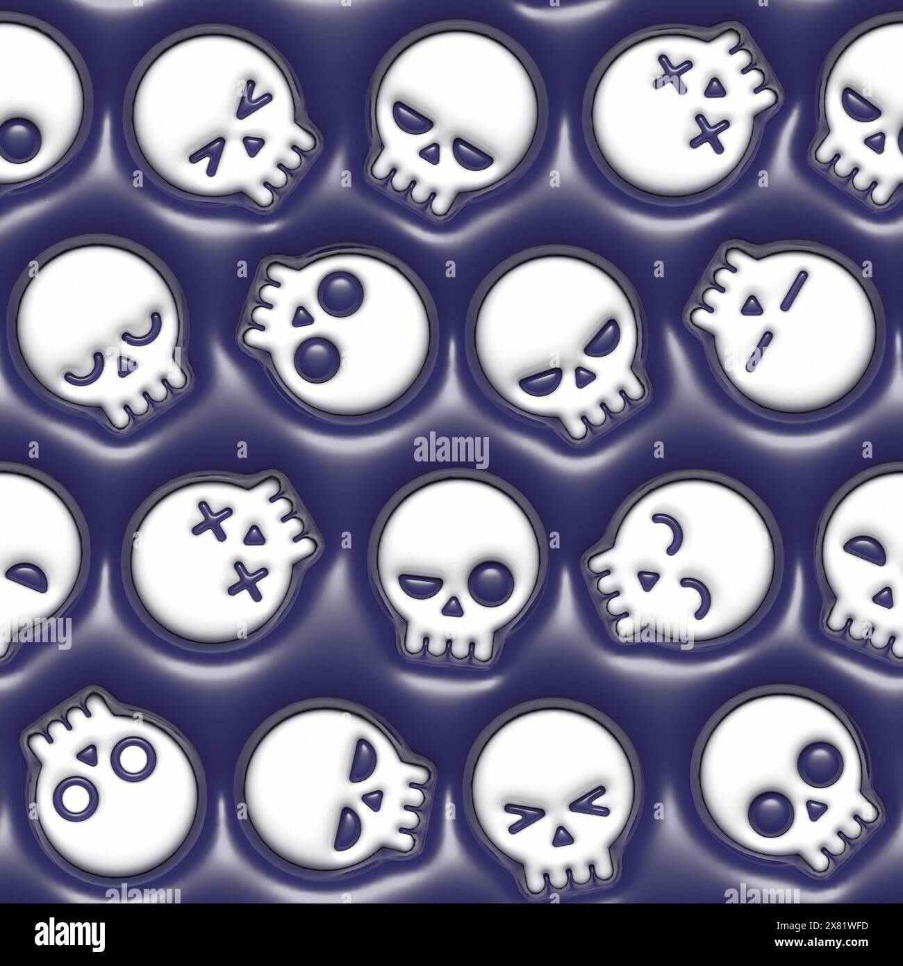 Halloween Skulls 3D inflated bubble pattern. Puffy seamless tileable ...