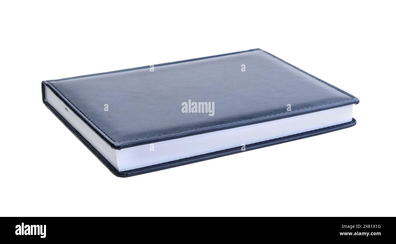New closed blue business diary isolated on white Stock Photo - Alamy
