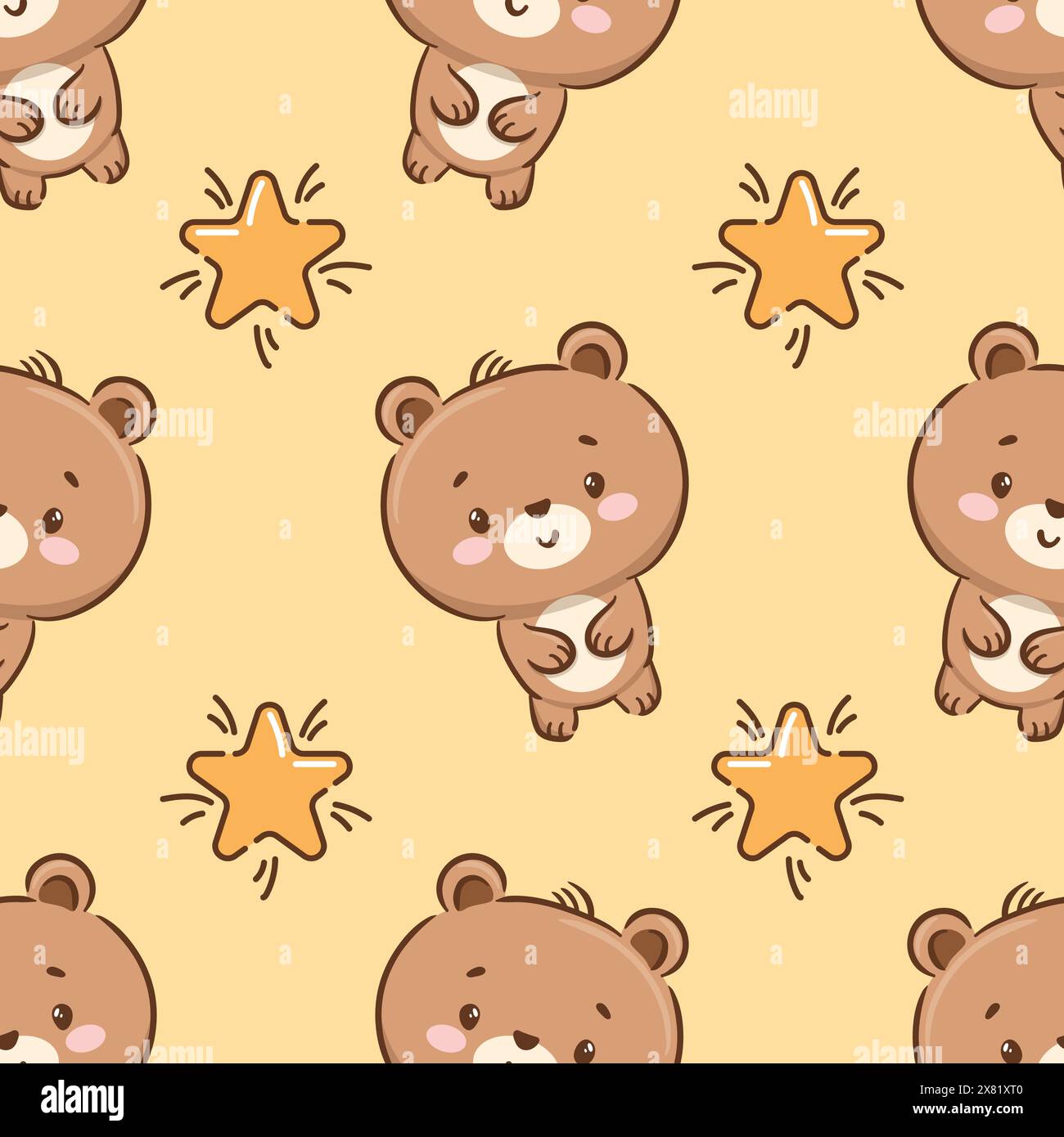 Cute teddy bear in Asian kawaii style. Cartoon character Funny vector ...