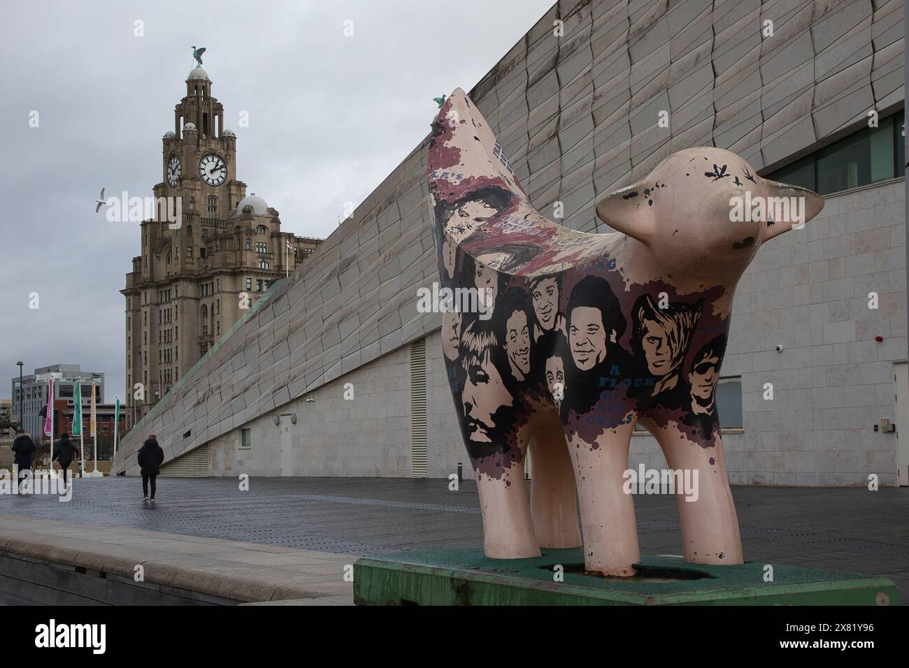 England, Liverpool - December 31, 2023: One of the mini Superlambananas ...