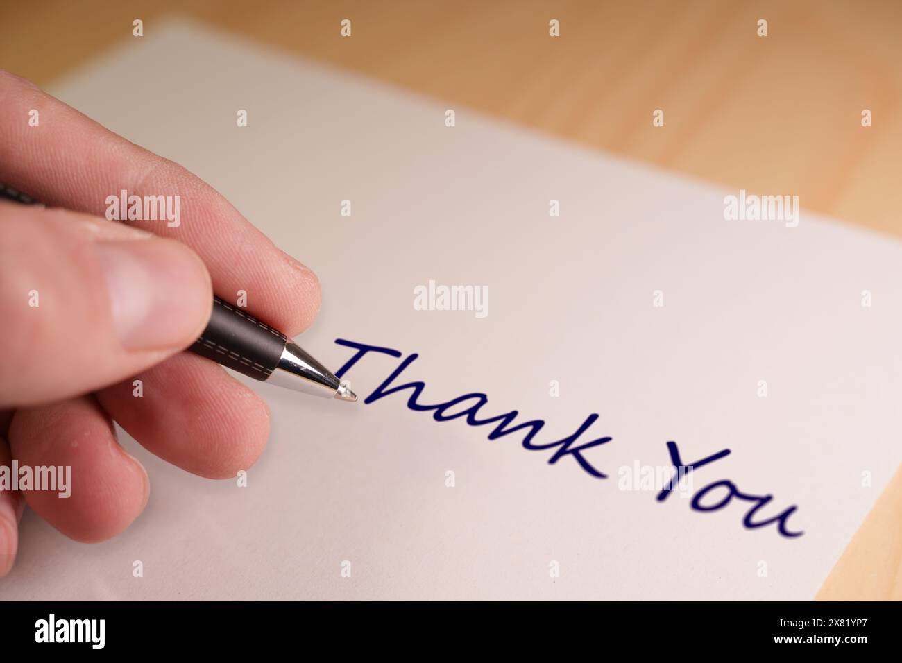 Hand Writing a Thank You Note Stock Photo - Alamy