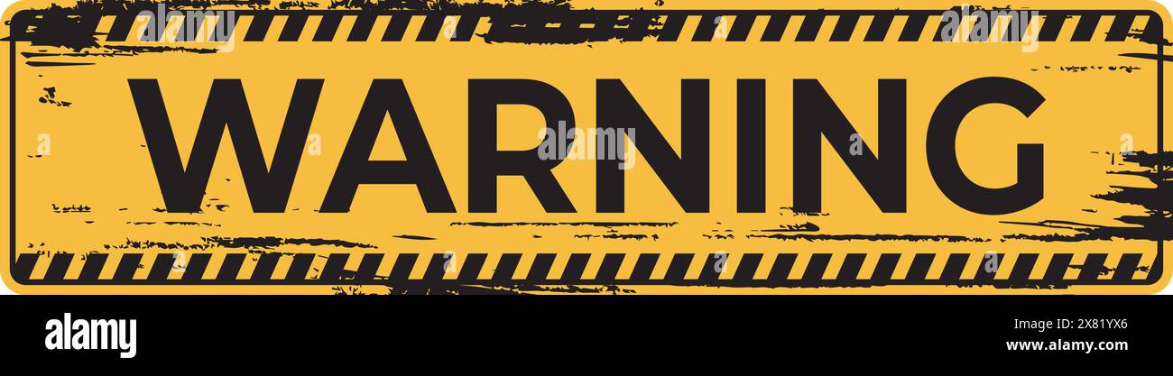 Warning vintage grunge metal sign on a white background. Vector ...