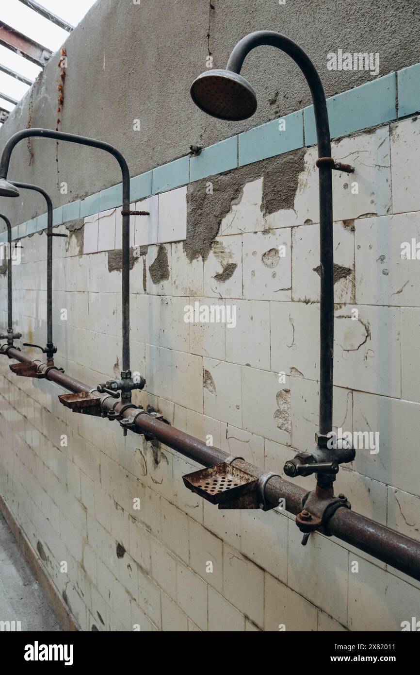 Saint Etienne, France - 30.12.2022: Miner's shower room at the old coal ...