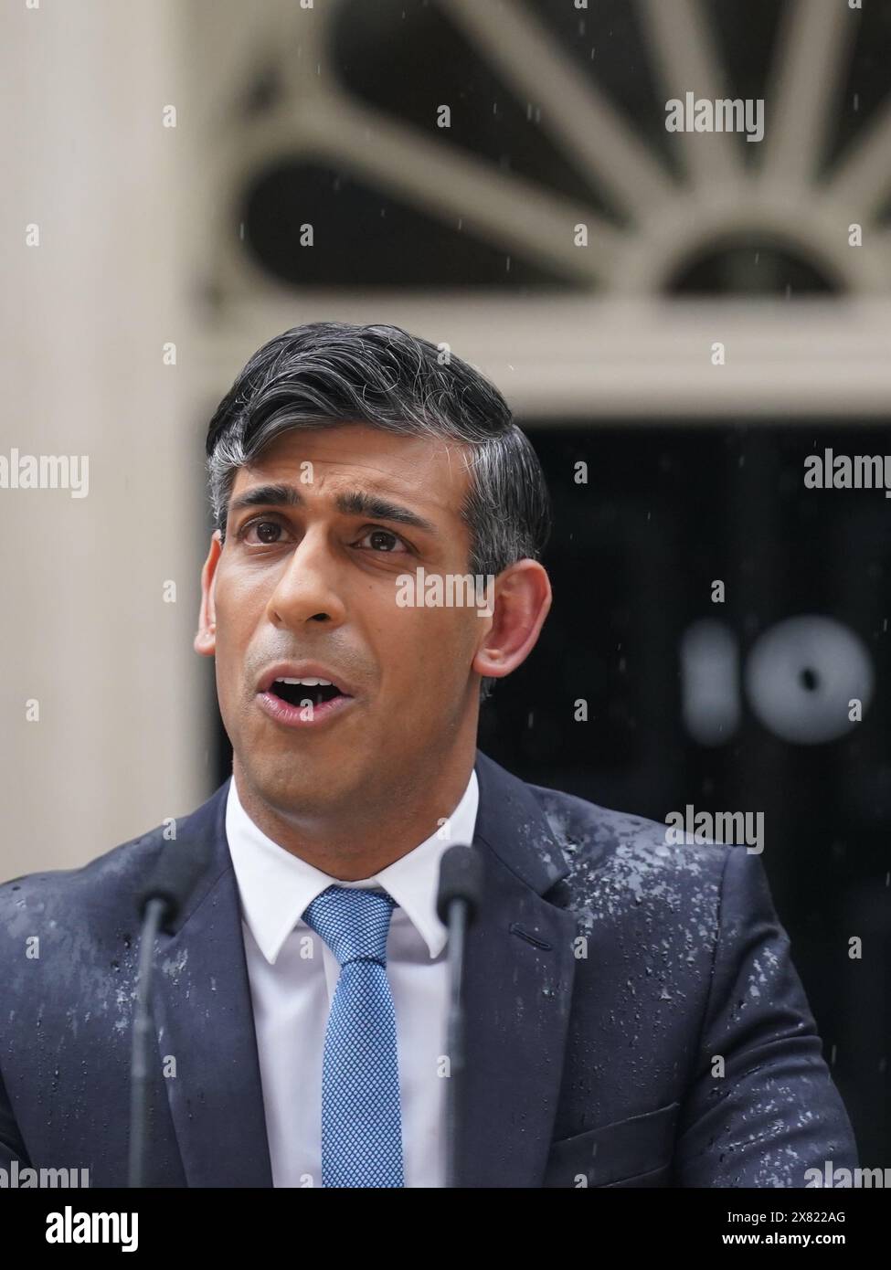 Prime Minister Rishi Sunak issues a statement outside 10 Downing Street ...