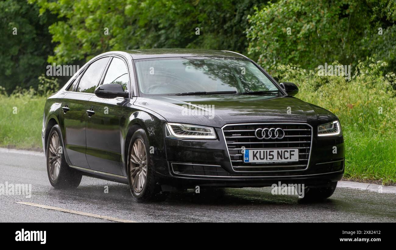 Stony Stratford,UK - May 22nd 2024: 2015 black diesel engine Audi A8 ...
