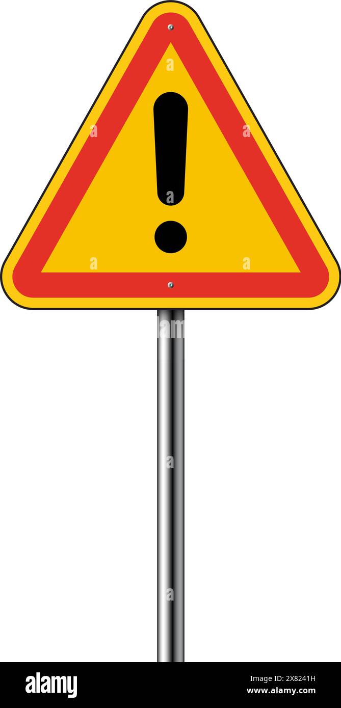 Caution road sign with exclamation mark. Vector illustration Stock ...