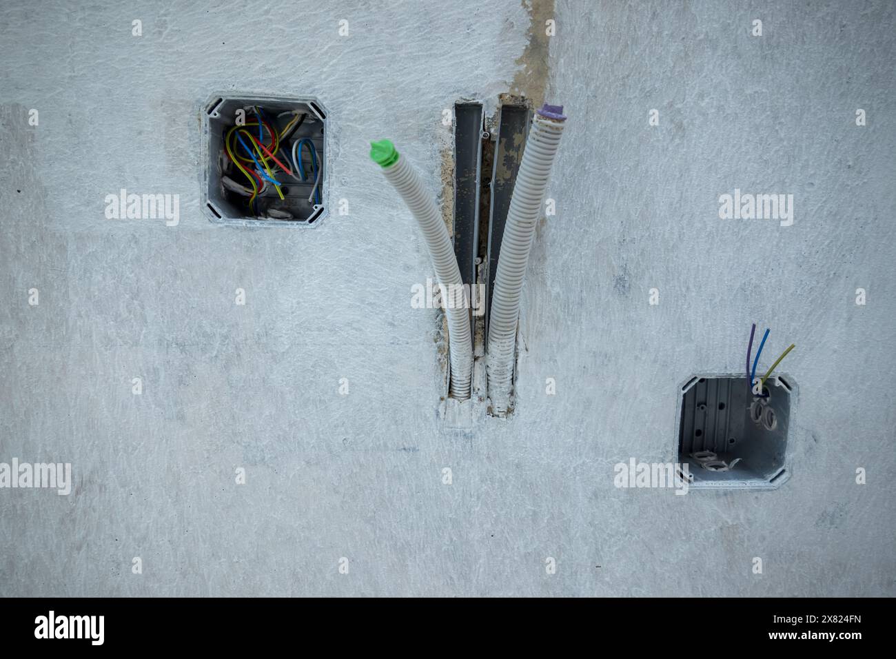 Electricity Installation in Modern Apartment Under Construction in ...