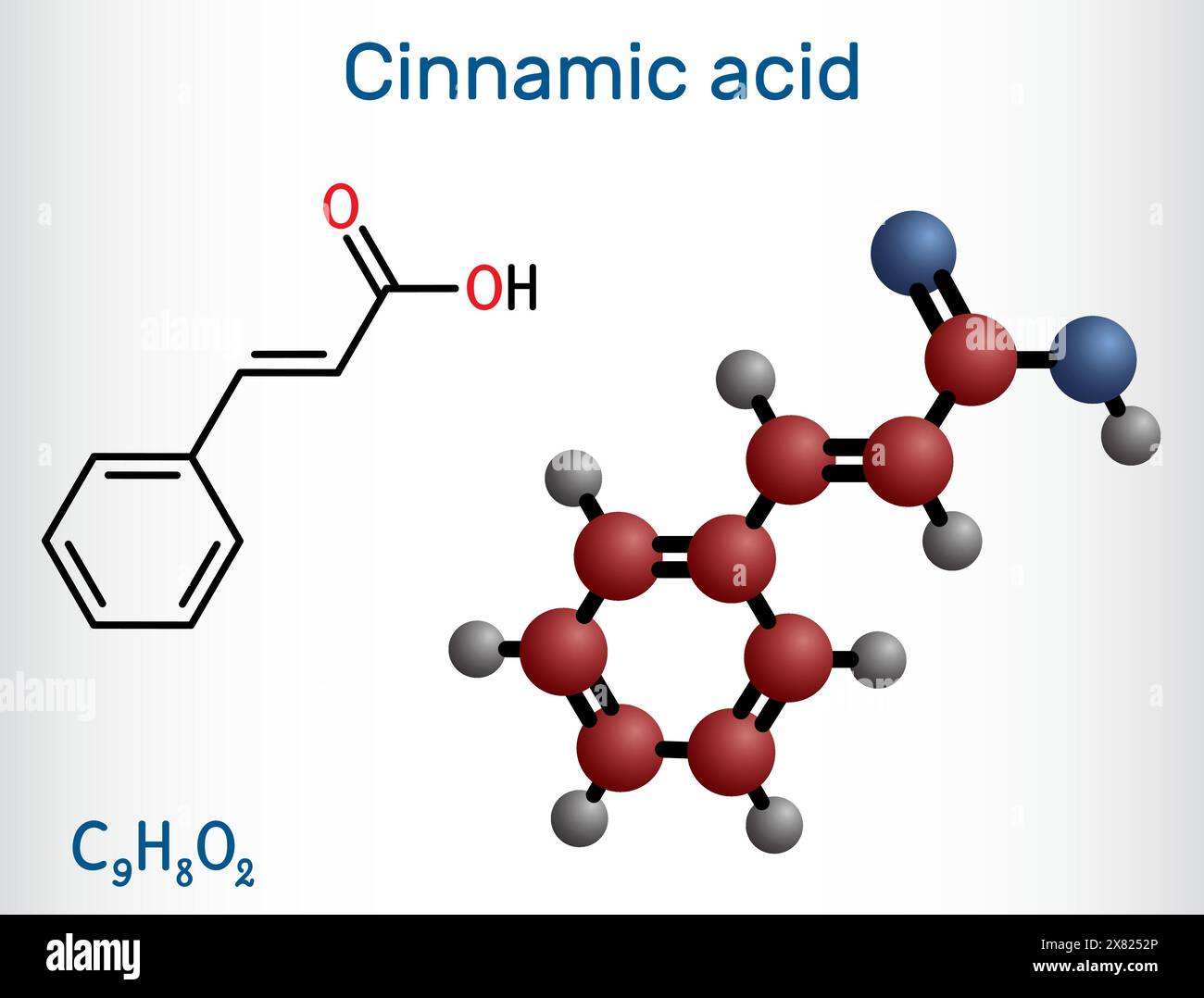 Cinnamic acid molecule. Structural chemical formula and molecule model Stock Vector Image & Art ...