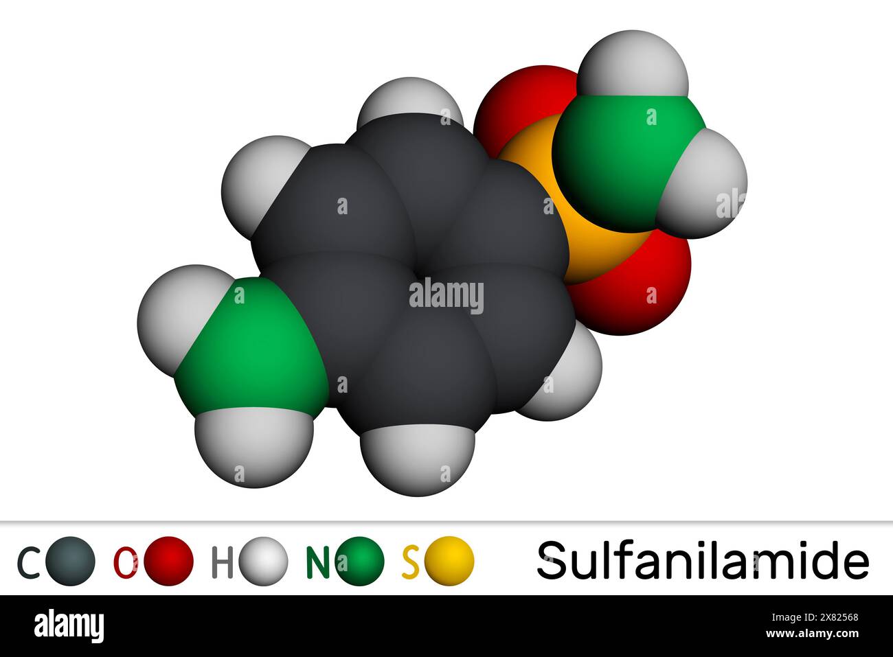Sulfanilamide, sulphanilamide molecule. It is antibacterial drug ...