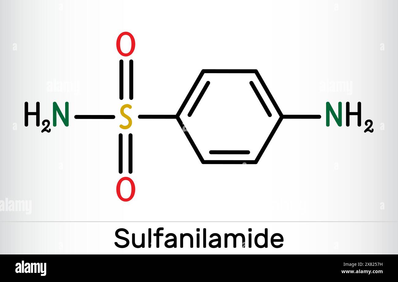 Sulfanilamide, sulphanilamide molecule. It is antibacterial drug ...