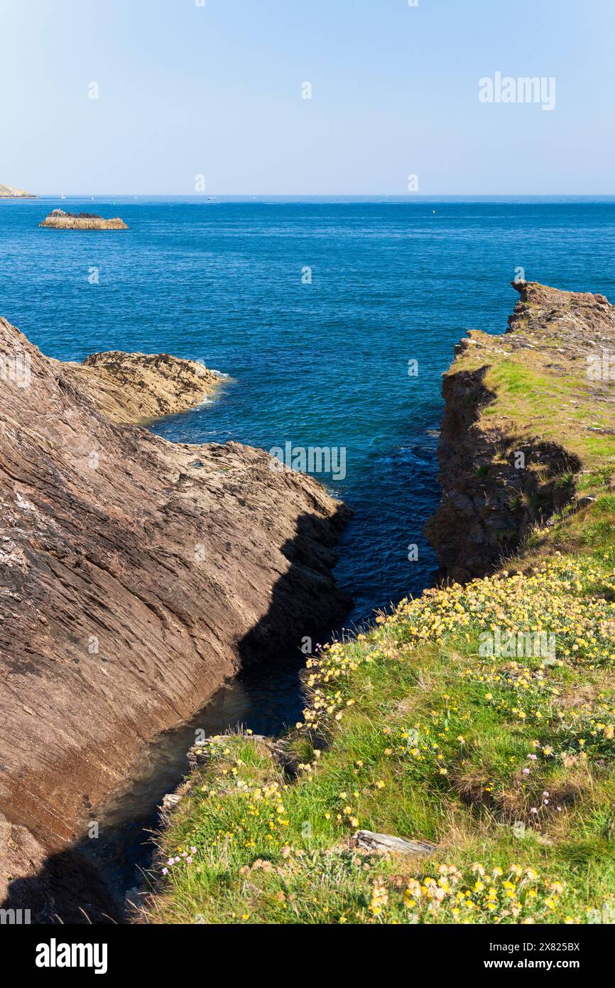 England Devon Dartmouth, The South West Coast Path passing Blackstone ...