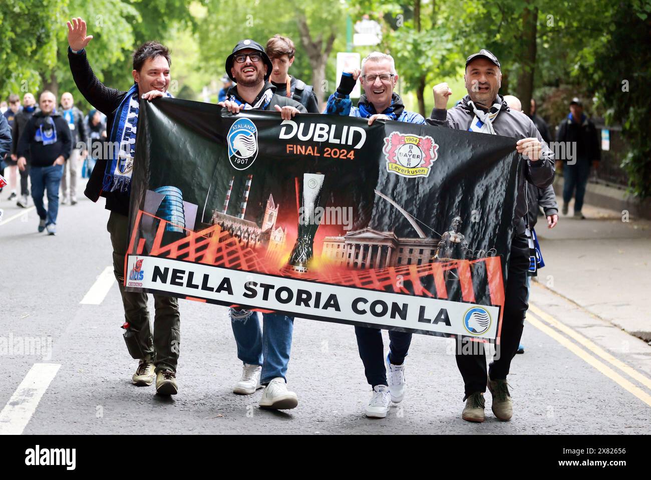 Atalanta fans making their way to the stadium ahead of UEFA Europa ...