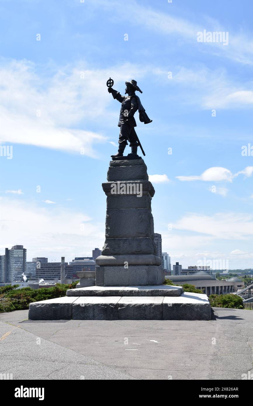Famous French Explorer, Samuel de Champlain Statue at Nepean Point ...